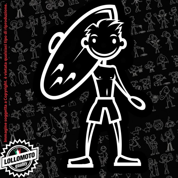 Acquista Papà con Tavola Surf StickMan© 2.0 Bianchi e Neri Adesivi