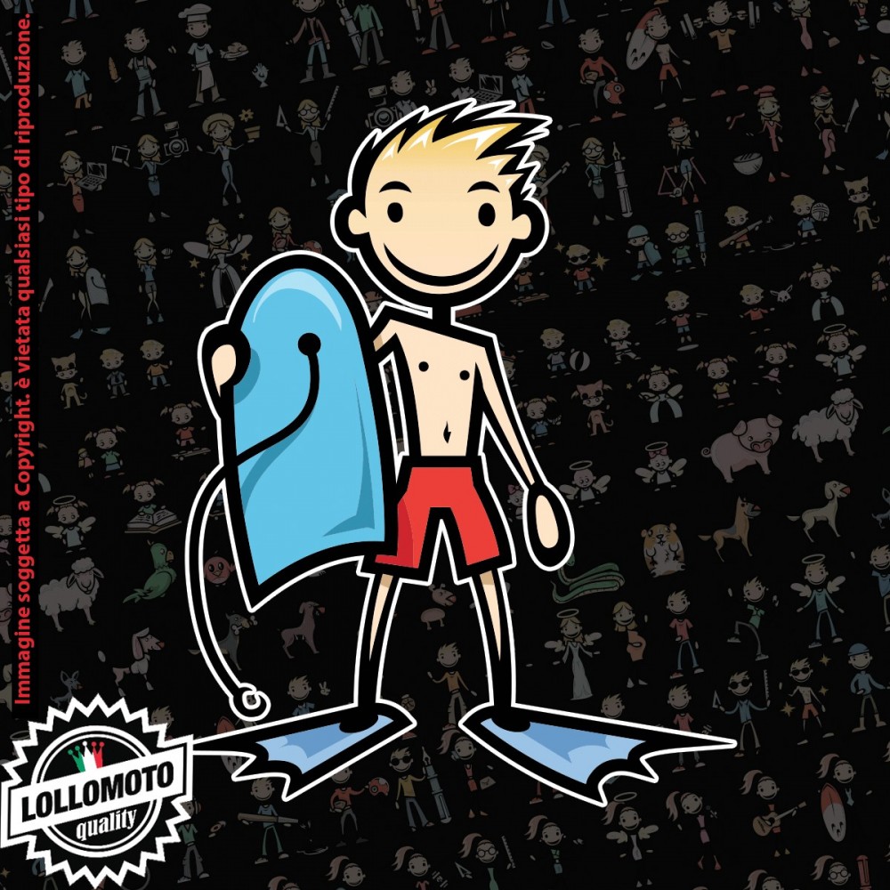 Ragazzo con Tavola da Surf StickMan© 2.0 Colorati Adesivi Famiglia ...